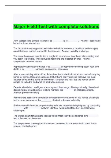 Major Field Test With Complete Solutions ETS MAJOR FIELD Stuvia UK