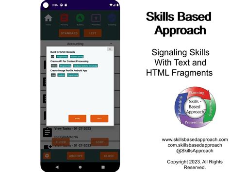 skills based approach signal skills using text and html fragments
