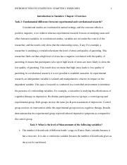 IntroductiontoStatisticsChapter1Exercises Docx INTRODUCTION TO STATISTICS CHAPTER 1 EXERCISES