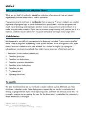 Method Pdf Method What Are Methods And Why Use Them What Is A Method A Method Is Basically A
