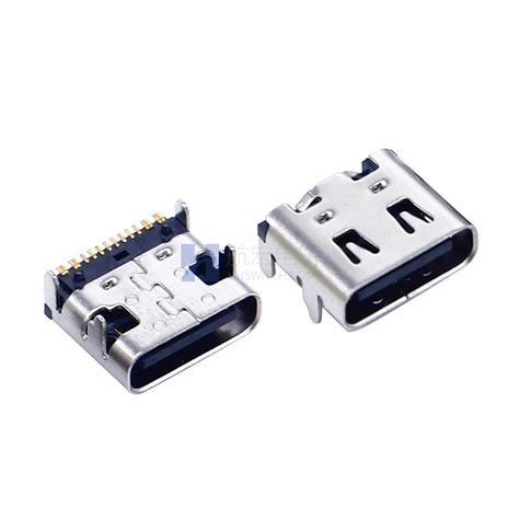 Type C母座16p Smt带弹四脚插板 充电接口 快充连接器母座 航宏电子