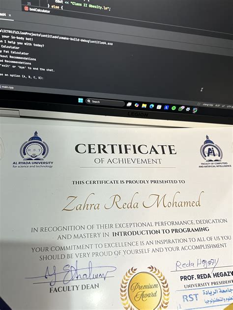 proud to share that i ve been awarded a certificate of achievement for my performance in