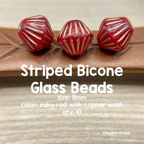 Czech Glass Bicone 11mm Opaque Ruby Red With A Copper Wash 10 Beads