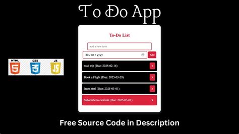 Create A To Do App With Html Css And Javascript Only Coding Htmlcss