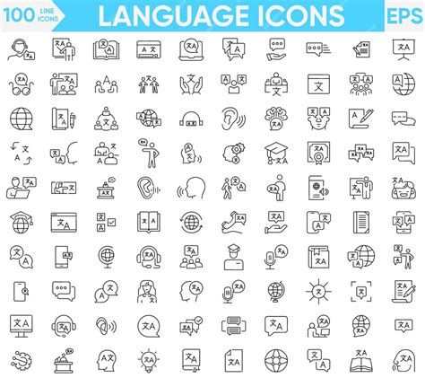 Premium Vector Language Line Icons Vector And Illustrator Set