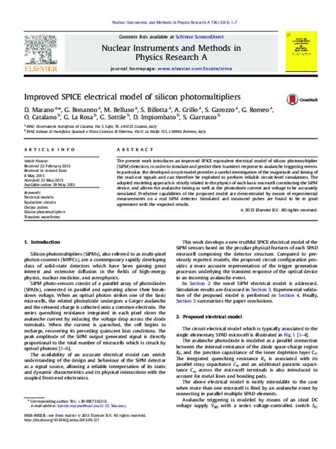 Pdf Improved Spice Electrical Model Of Silicon Photomultipliers