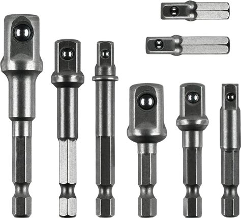 8 Pcs Drill Bit Adapter Impact Grade Socket Adapter Set Hex Shank Drill Nut Driver Bit Set Sizes 8 Pcs Drill Bit Adapter Impact Grade Socket Adapter Set Hex Shank Drill Nut Driver Bit Set Sizes