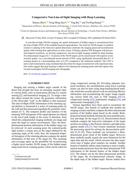 Pdf Compressive Non Line Of Sight Imaging With Deep Learning