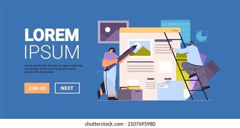 developers couple creating website ui interface stock vector royalty