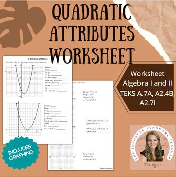 Quadratic Attributes Worksheet By The Imposter Syndrome Teacher TPT