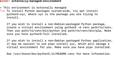 解决使用pip3 install 时出现的 error externally managed environment 方案 朝花不夕拾