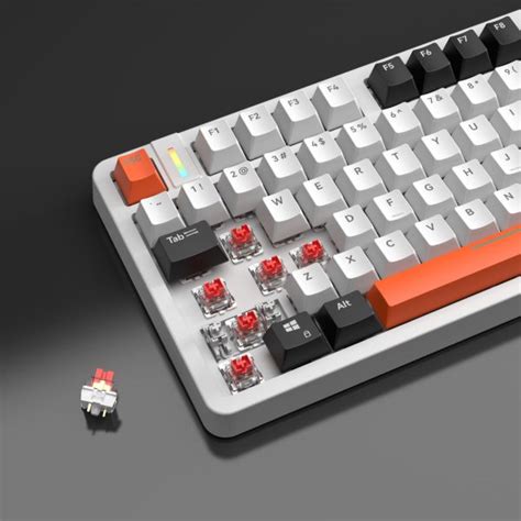 Furycube X Full Hot Swappable Mechanical Keyboard White Dark Grey Red Switch Vibe Gaming
