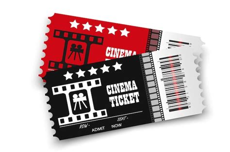 투명 한 배경에 고립 된 벡터 영화 티켓입니다 현실적인 영화관 입장권 프리미엄 벡터