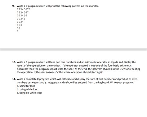solved 9 write a c program which will print the following