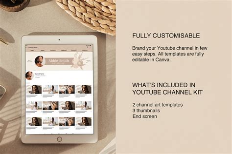 Youtube Channel Kit Editable Canva Template Modern Nude Etsy