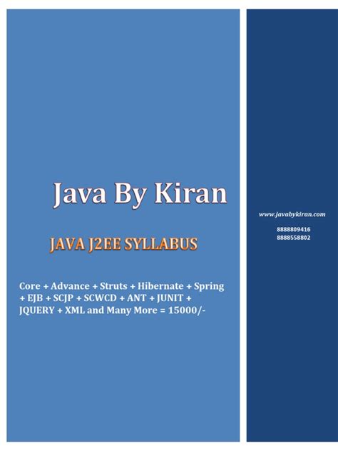 Core Java J2ee Spring Hibernate Selenium Manual Testing Training