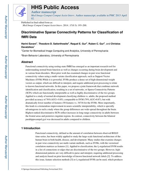 Pdf Sparse Dictionary Learning Of Resting State Fmri Networks