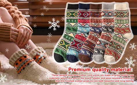 Quarter Socks For Women 5 Pairs Diamond Plaid Deer Pattern