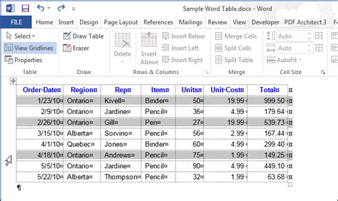 How To Select All Or Part Of A Table In Word