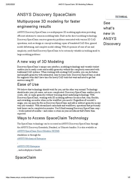 Ansys Spaceclaim 3d Modeling Software Pdf 3 D Modeling 3 D Computer Graphics