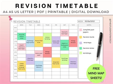 Free Printable Revision Timetable Template For Students Digital