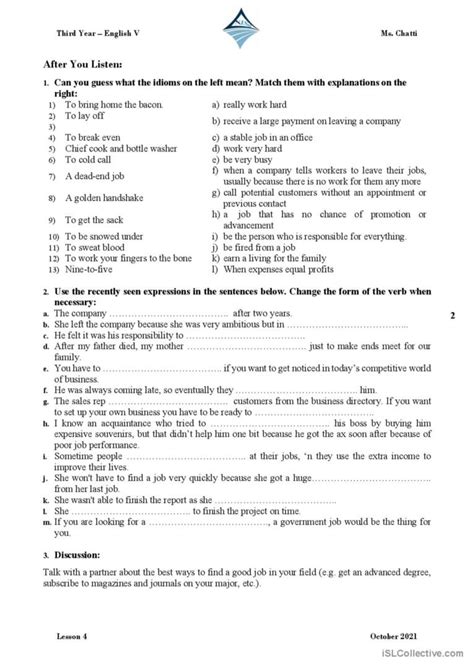 Job Hunting An Updated Version English Esl Worksheets Pdf And Doc