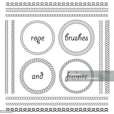 디자인 프레임 및 테두리 꼰된 밧줄을 시뮬레이션을 두껍고 얇은 브러시의 컬렉션입니다 파일에 포함 된 브러쉬 0명에 대한 스톡