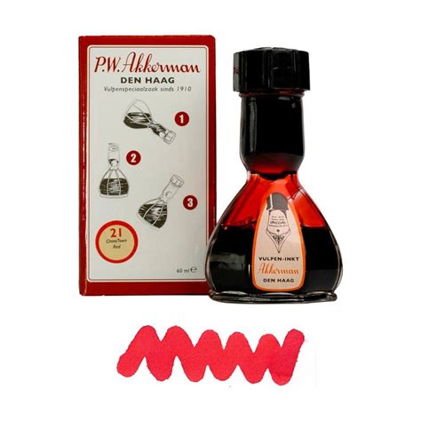 Akkerman 21 Chinatown Red Fountain Pen Ink Galen Leather