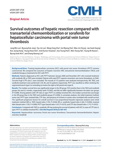 Pdf Survival Outcomes Of Hepatic Resection Compared With