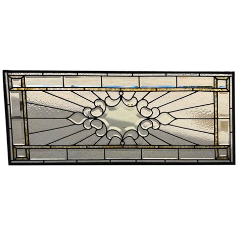 American Stained Textured And Beveled Glass Transom Window