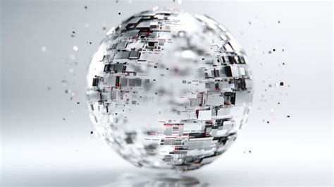 Futuristic Glass Sphere With Abstract Geometric Elements Floating In