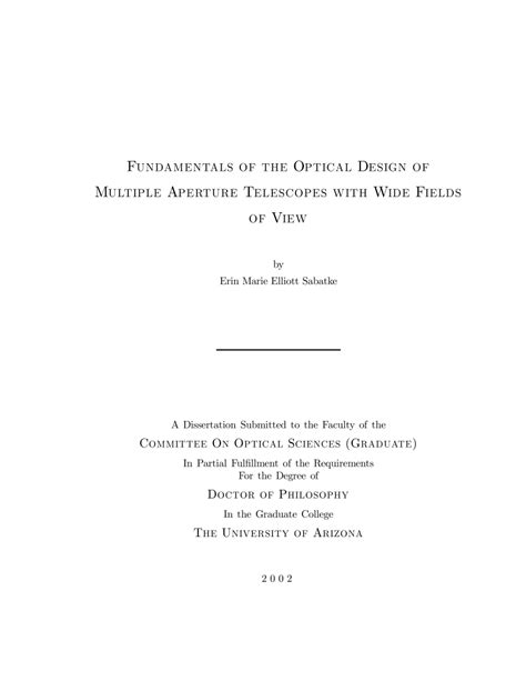 Pdf Fundamentals Of The Optical Design Of Multiple Aperture Telescopes With Wide Fields Of View