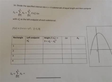 Solved 16 Divide The Specified Interval Into 4 Subintervals