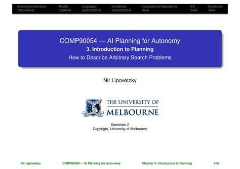 W3 Planning Comp90054 — Ai Planning For Autonomy 3 Introduction To Planning How To Describe