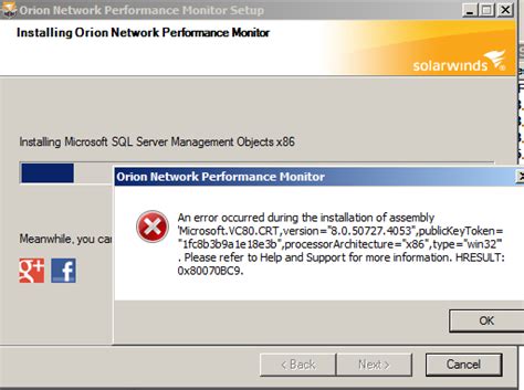 microsoft vc80 crt error appears during installation