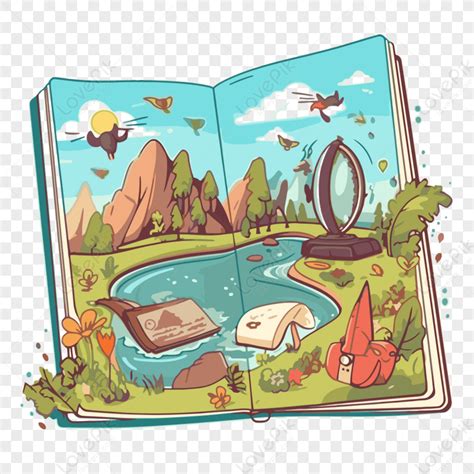 만화 안에 풍경이 있는 앨범 클립 아트 다채로운 책 벡터 Png 일러스트 무료 다운로드 Lovepik