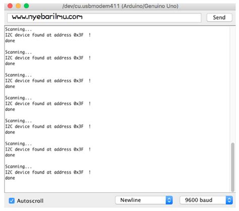 cara mencari tahu alamat interface i2c scanner module arduino
