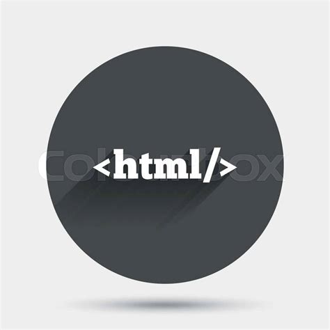 Html Sign Icon Markup Language Symbol Circle Flat Button W Colourbox