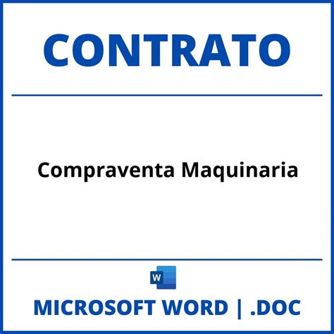 Contrato De Compraventa De Maquinaria En Word