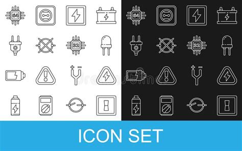 Set Line Electric Light Switch High Voltage Light Emitting Diode Lightning Bolt Circuit