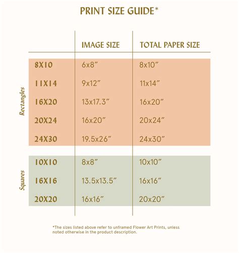Flower Print Size Guide Sister Golden