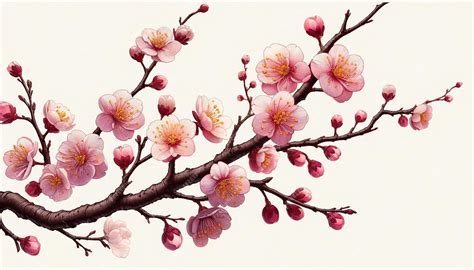 Premium Vector Vibrant Cherry Blossom Branch Illustration
