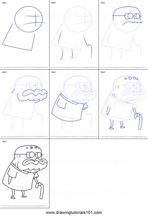How To Draw Old Man Jenkins From SpongeBob SquarePants Printable Drawing Sheet By