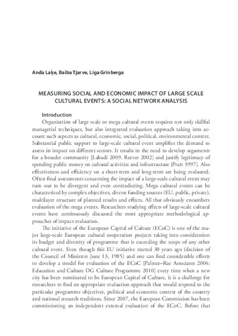 Pdf Measuring Social And Economic Impact Of Large Scale Cultural
