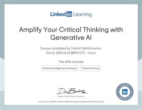 Yamini Sathish Kumar On Linkedin Linkedinlearning Artificialintelligence Criticalthinking…