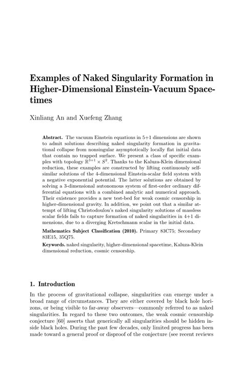 PDF Examples Of Naked Singularity Formation In Higher Dimensional Einstein Vacuum Spacetimes