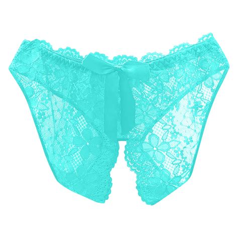 Xflwam Women Sheer Lace Panties Open Sexy Panties G String Underwear Tangas Soft Thongs Lingerie
