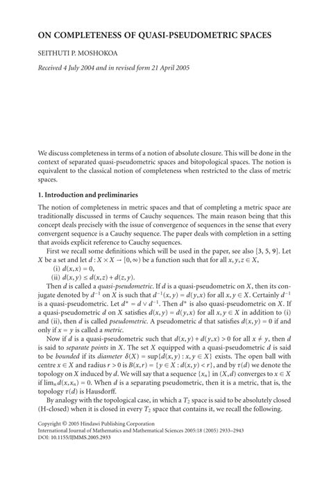 Pdf On Completeness Of Quasi Pseudometric Spaces