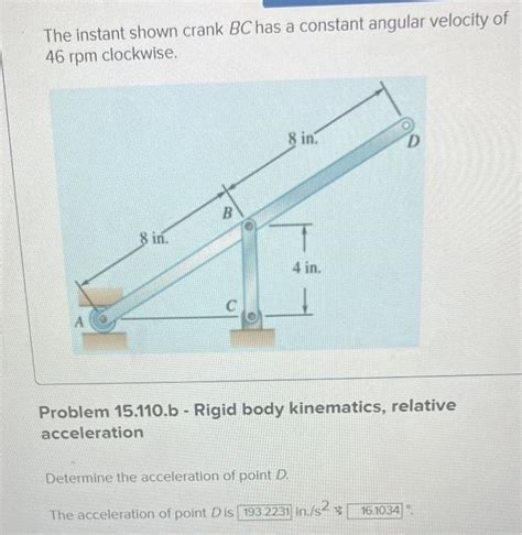 solved the instant shown crank bc has a constant angular