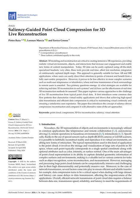 pdf saliency guided point cloud compression for 3d live reconstruction